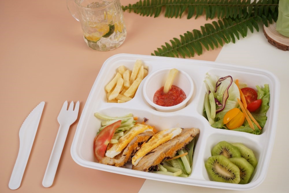 Bagasse Lunch Trays | Biodegradable Restaurant & Cafeteria Trays Wholesale